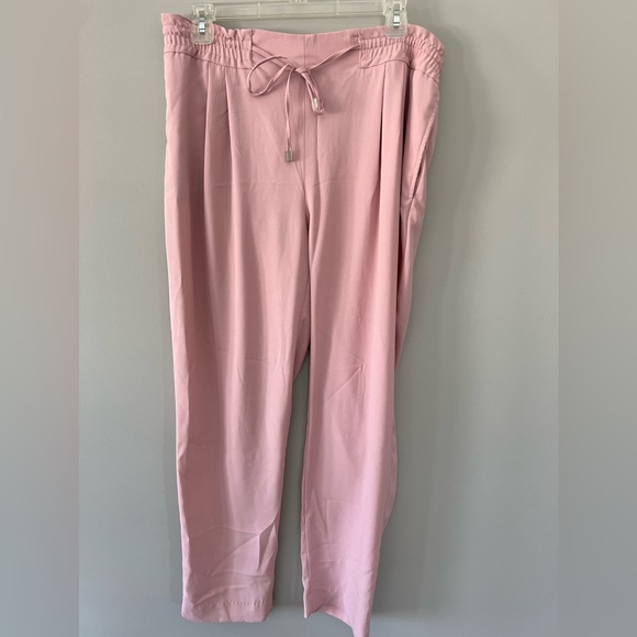 Zara | Pants & Jumpsuits | Zara Pink Pleated Drawstring Pants With ...